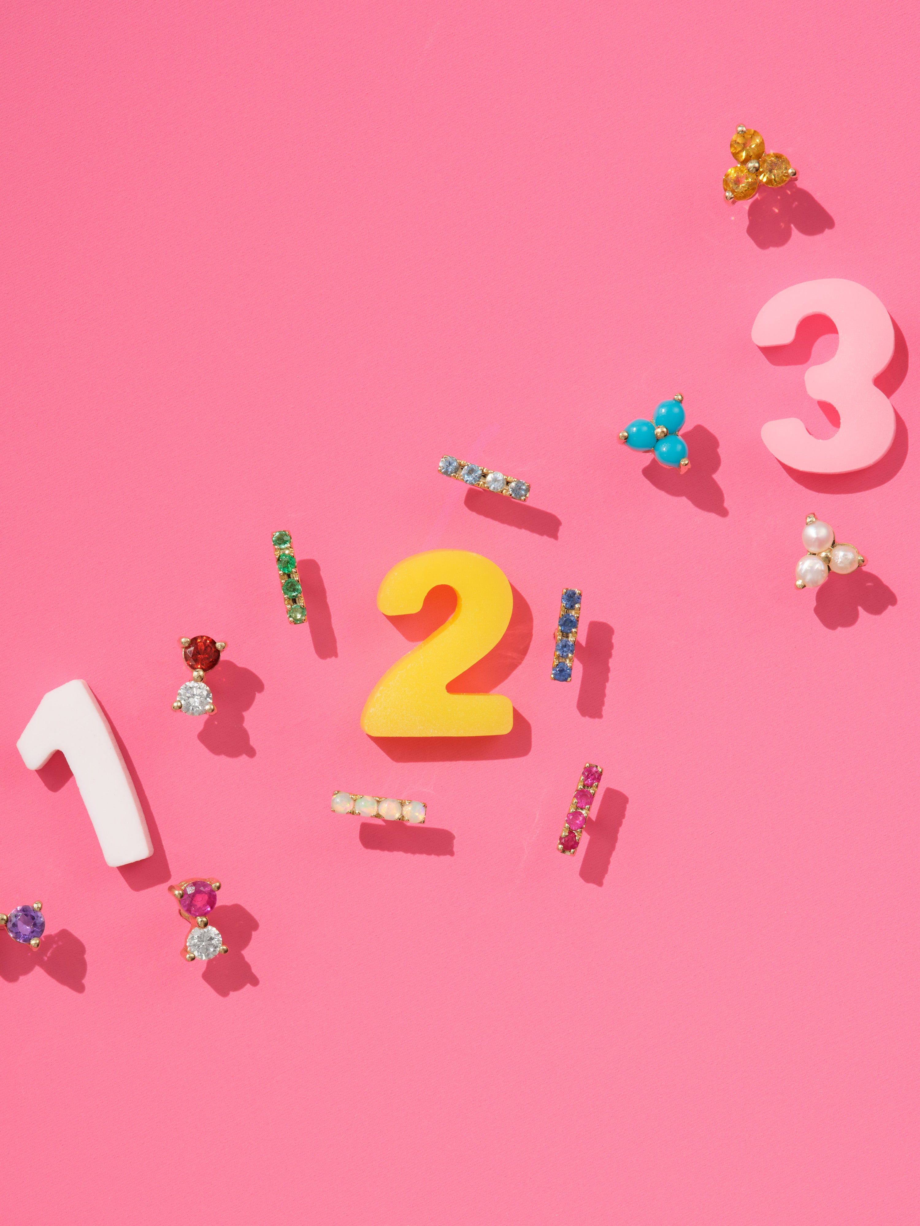 Tri-Diamond Yellow Gold Stud – Wildlike