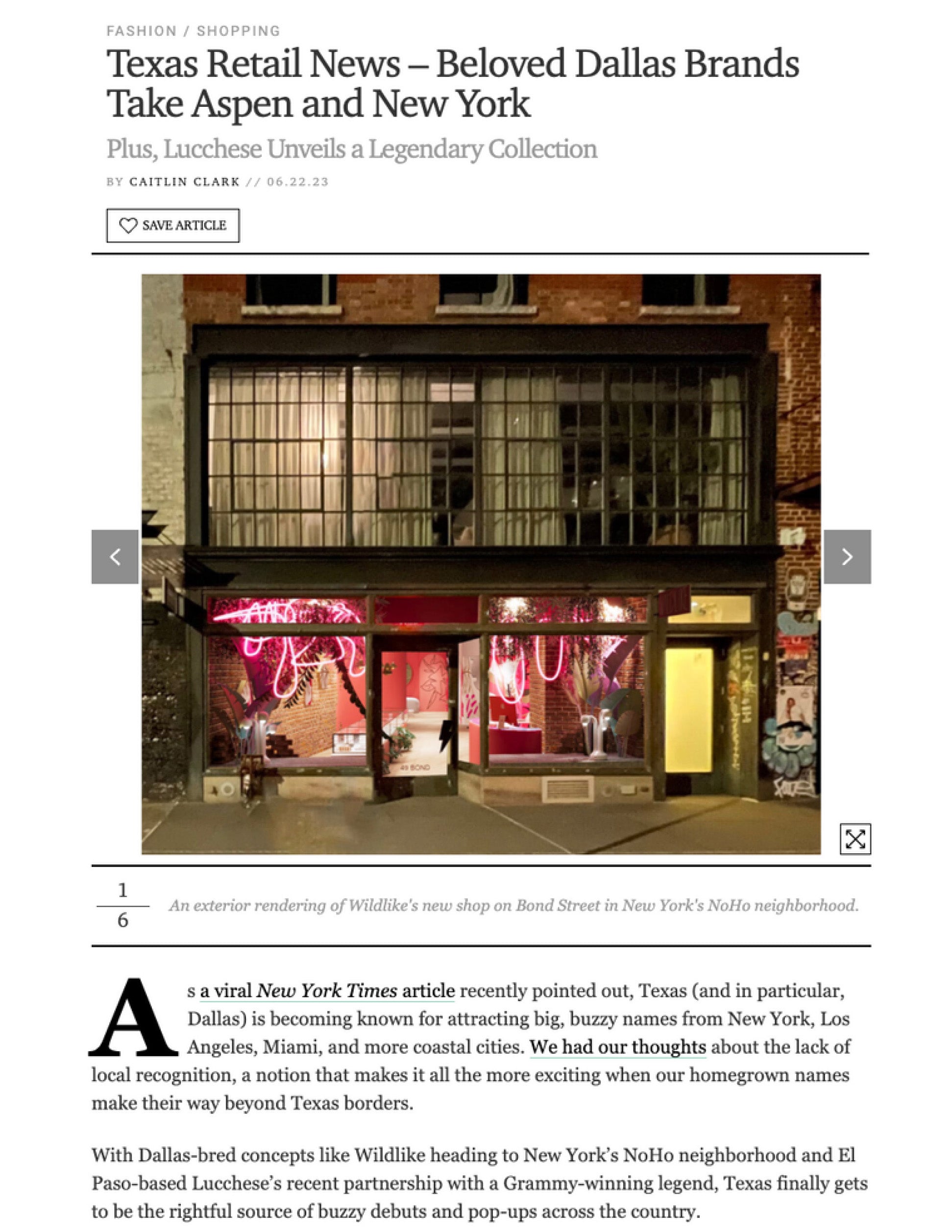 PAPERCITY: BELOVED DALLAS BRAND TAKES NEW YORK – Wildlike