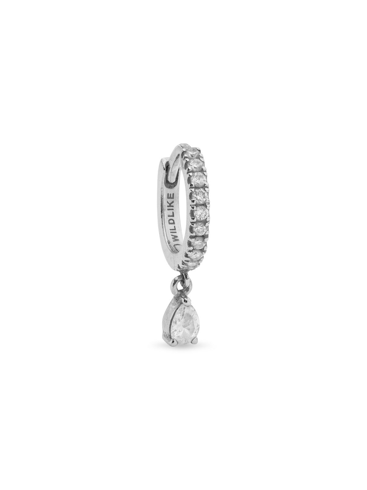 Pear Drop Diamond White Gold Hoop – Wildlike