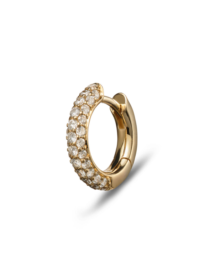 Three Row Diamond Yellow Gold Hoop – Wildlike